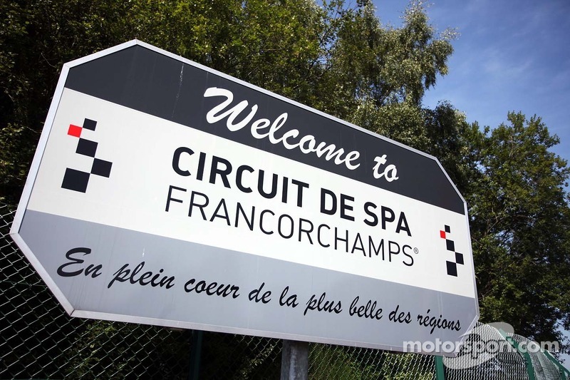 A welcome to the Spa Francorchamps circuit sign at Belgian GP