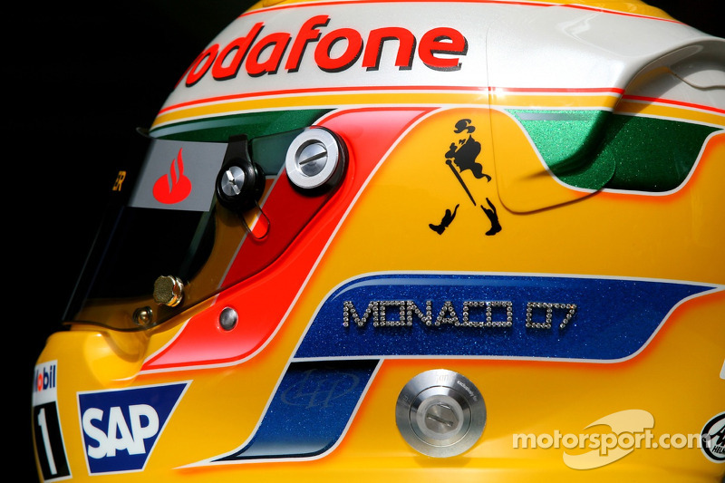 Helmet of Lewis Hamilton, McLaren Mercedes, with Steinmetz Diamonds at ...