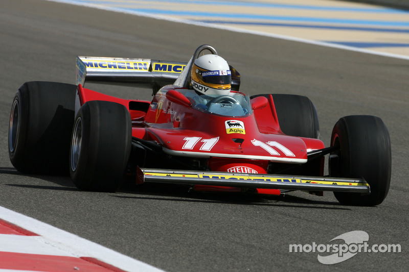 Jody Scheckter, 1979 F1 World Champion drives the 1979 Ferrari 312 T4 at Bahrain GP